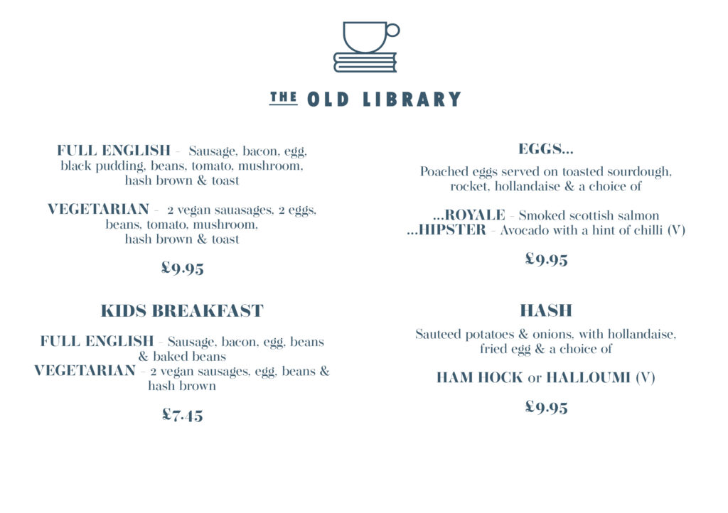 Our Menus - The Old Library